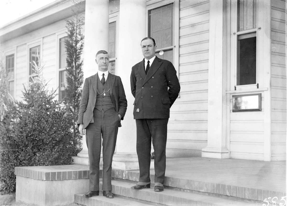 Sir John Butters and Mr C B Gowla at the Acton Offices of the FCC ...
